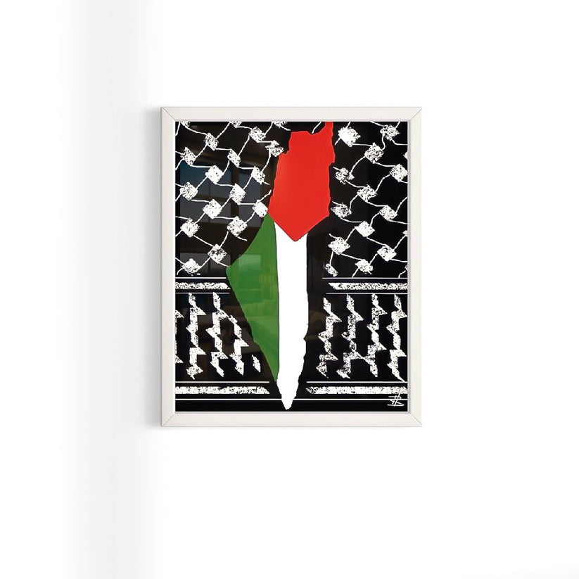 Palestinian Keffiyeh Map - Framed Islamic Art Print – BodezArt